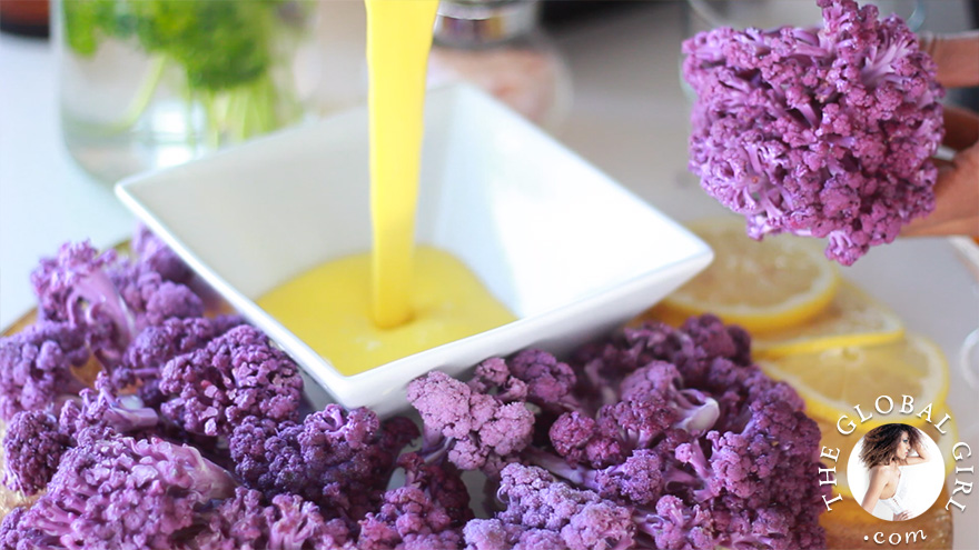 Raw Vegan Turmeric Dip with Purple Cauliflower | THE GLOBAL GIRL